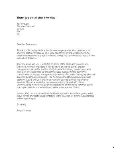 Thank You Email After Second Round Interview