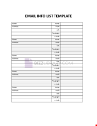 Email List Words Template