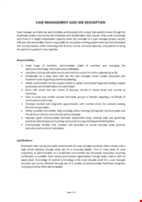 Case Management Aide Job Description