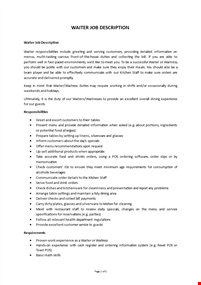 Waiter Job Description