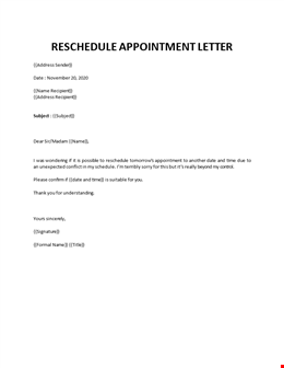 Reschedule Meeting Letter