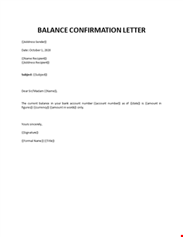 Sample Of Balance Confirmation Letter Bizzlibrary