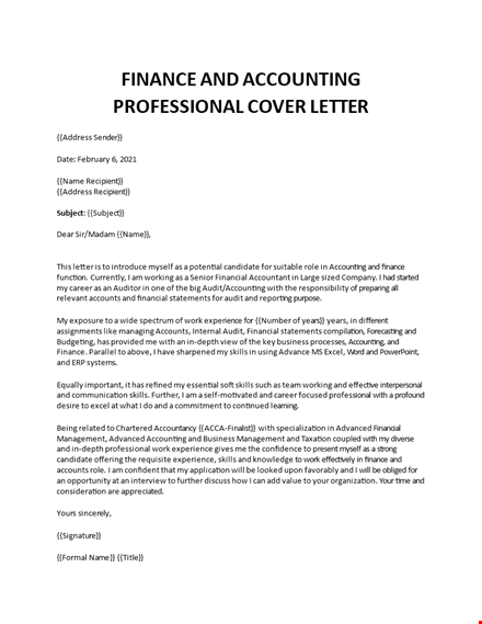 Accounting job application letter